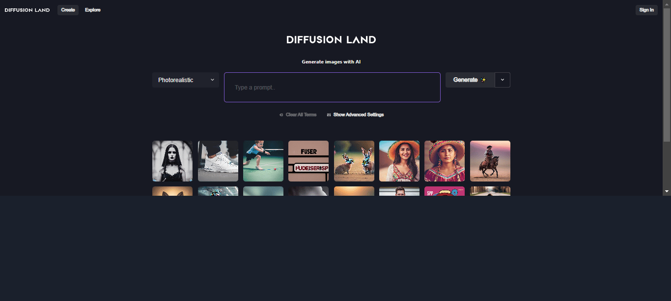 Diffusion Land - AI Image Creation Platform with Customization Options - aifinder.info