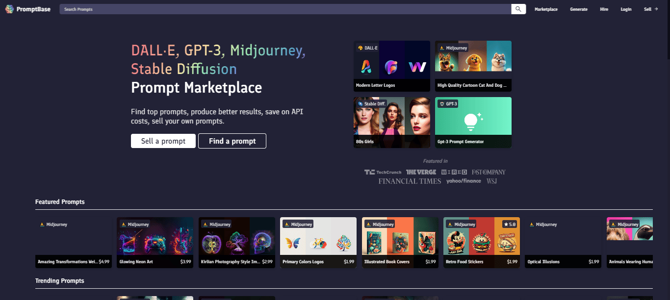 PromptBase - AI Prompt Marketplace for DALL·E, GPT-3, Midjourney & Stable Diffusion - aifinder.info